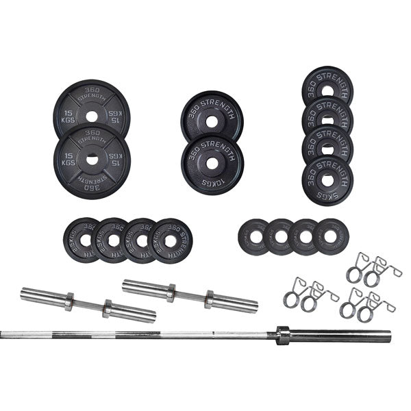 120kg Olympic Bar & Iron Weights Package | Little Bloke Fitness