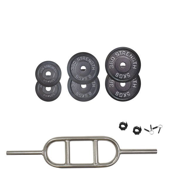 29kg Olympic Tricep Bar & Weights Package | Little Bloke Fitness